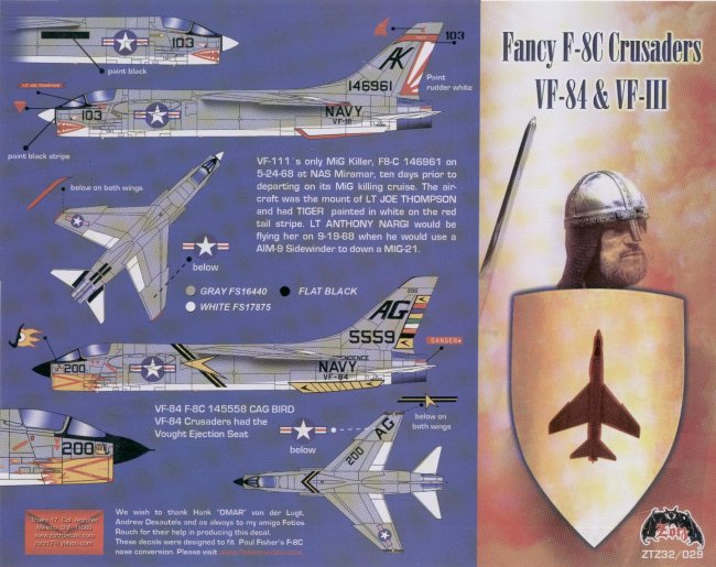 Zotz Decals 1/32 Fancy F-8C Crusaders decal sheet